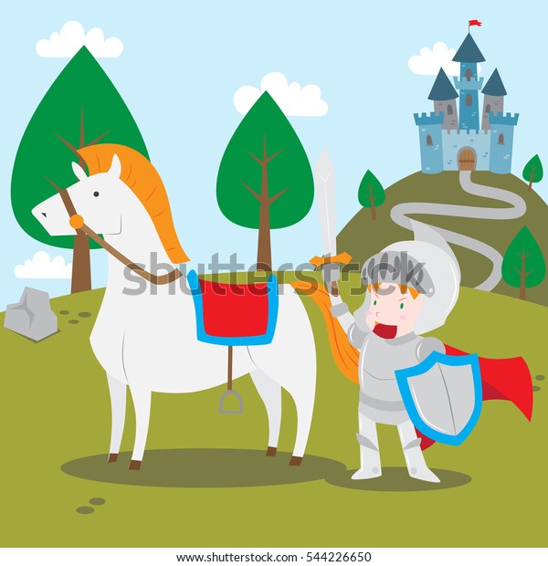 Vector Cartoon Illustration Knight Shining Armor Stock Vector (Royalty ...