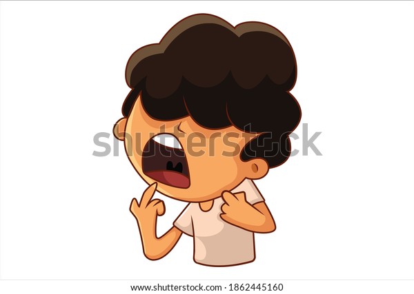 Vector Cartoon Illustration Little Boy Feeling Stock Vector (Royalty ...