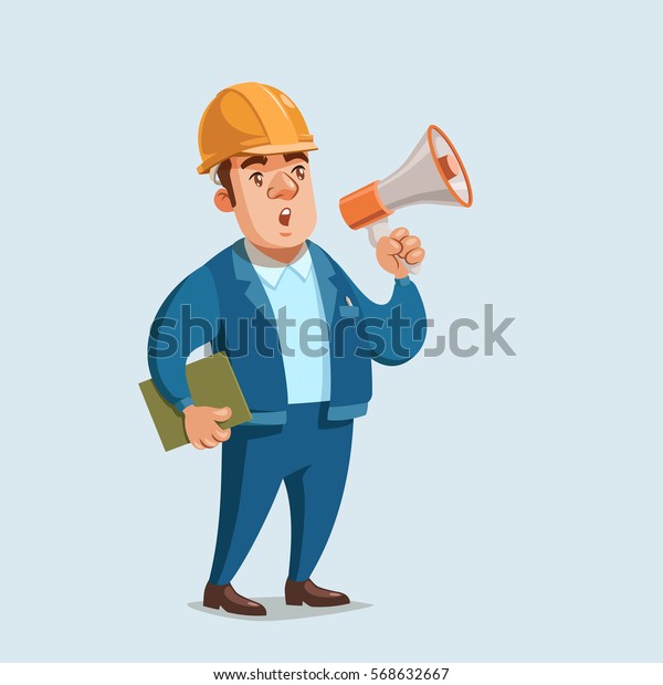Vector Cartoon Illustration Male Builder Folder Stock Vector (Royalty ...
