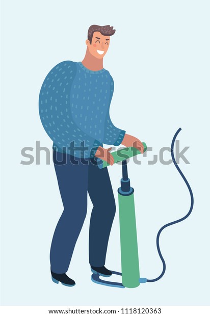 Vector Cartoon Illustration Man Air Pump Stock Vector (Royalty Free ...