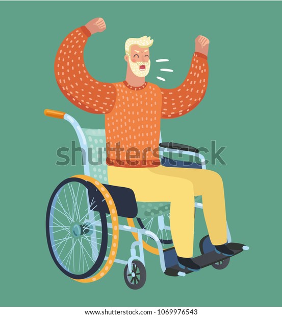 Vector Cartoon Illustration Man Disabilities Sitting Stock Vector ...