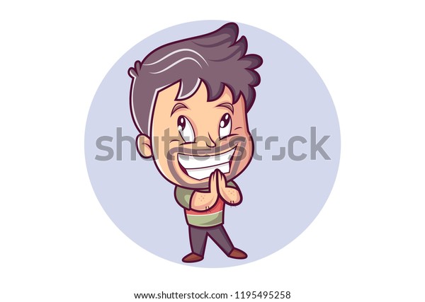 Vector Cartoon Illustration Man Greet Hand Stock Vector (Royalty Free ...