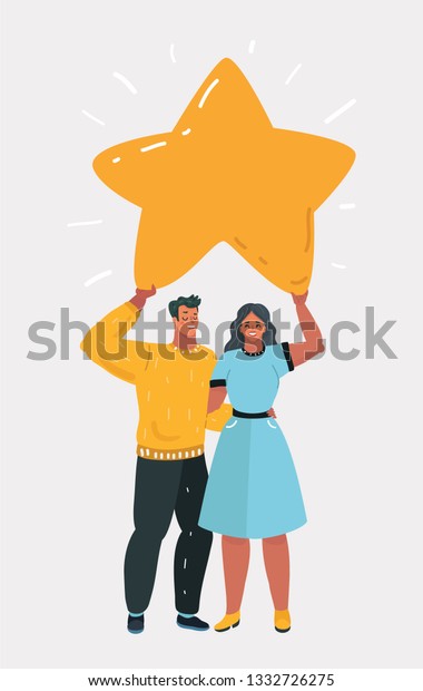 Vector Cartoon Illustration Man Hold Big Stock Vector (Royalty Free ...