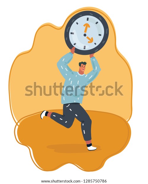 Vector Cartoon Illustration Man Holding Big Stock Vector (Royalty Free ...