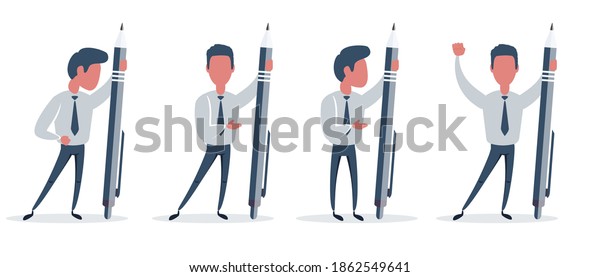 Vector Cartoon Illustration Man Holding Large Stock Vector (Royalty ...