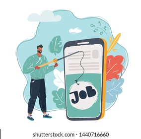 Vector Cartoon Illustration Searching Job Man Stock Vector (Royalty ...