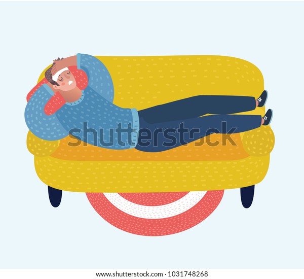 Vector Cartoon Illustration Cartoon Man Lying Stock Vector (Royalty ...