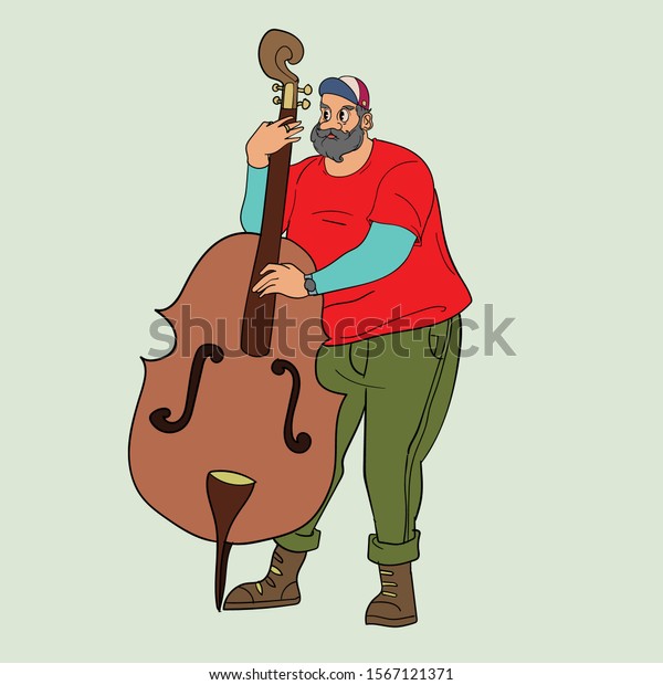 Vector Cartoon Illustration Man Playing Cello : image vectorielle de ...