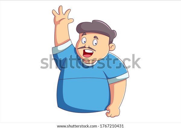 Vector Cartoon Illustration Man Saying Hi: เวกเตอร์สต็อก (ปลอดค่า ...