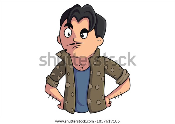 Vector Cartoon Illustration Man Standing Both Stock Vector (Royalty ...