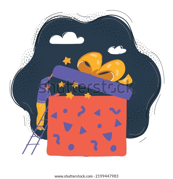 Vector Cartoon Illustration Man Unpacking Big Stock Vector (Royalty ...