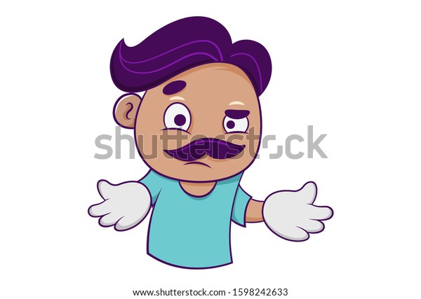 Vector Cartoon Illustration Man Wearing Gloves Stock Vector (Royalty ...