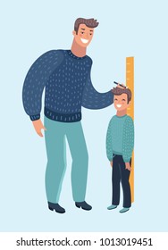 Vector Cartoon Illustration Measure Child Phather Stock Vector (Royalty ...