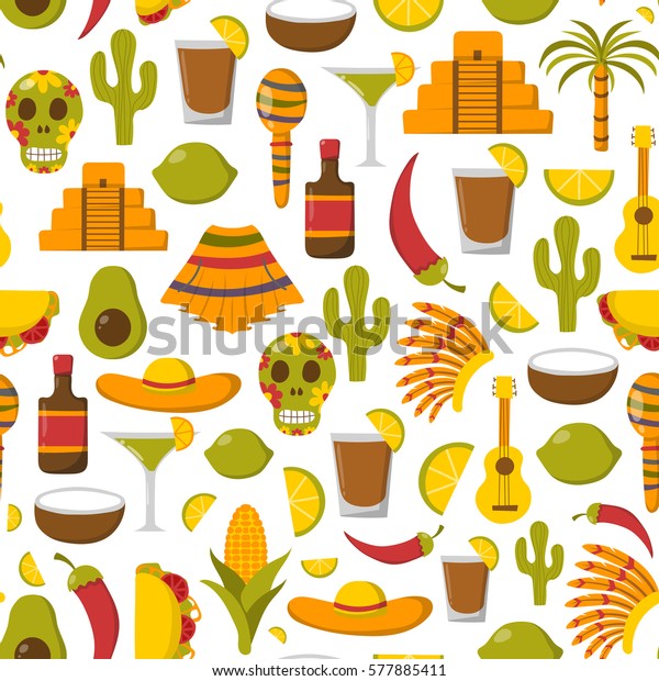 Stock vektor „Vector Cartoon Illustration Mexico Background Sombrero ...