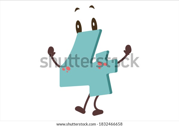 Vector Cartoon Illustration Number 4 Isolated Stock Vector (Royalty ...