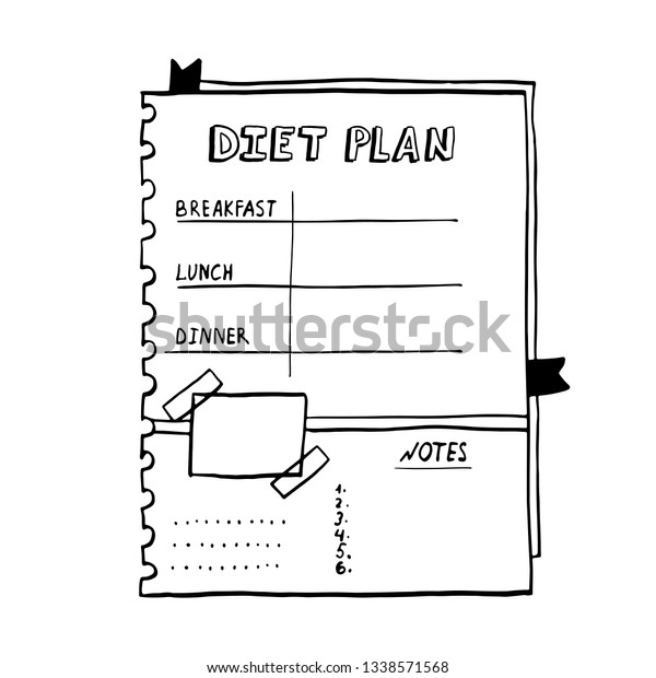 Vector Cartoon Illustration Nutrition Plan Hand Stock Vector (Royalty ...