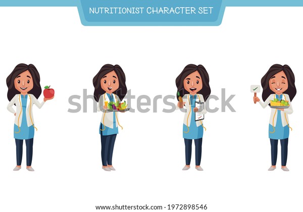 Vector Cartoon Illustration Nutritionist Character Set Stock Vector ...