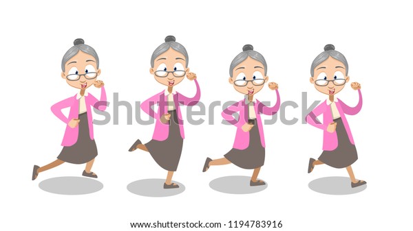 Vector Cartoon Illustration Old Lady Pink: เวกเตอร์สต็อก (ปลอดค่า ...