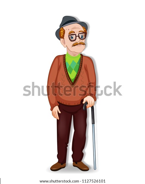 Vector Cartoon Illustration Old Man Character Stock Vector (Royalty ...