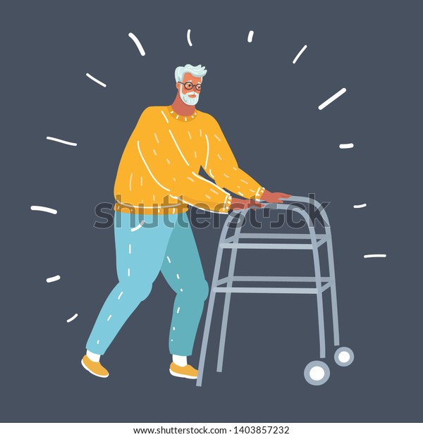 Vector Cartoon Illustration Old Man Walker Stock Vector (Royalty Free ...