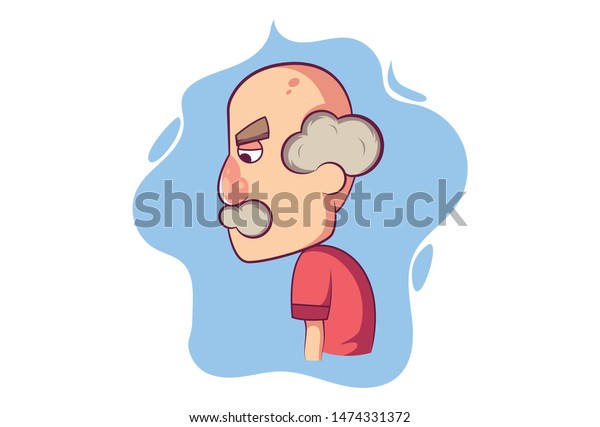 Vector Cartoon Illustration Old Man Side Stock Vector (Royalty Free ...