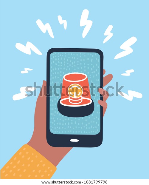 Vector Cartoon Illustration Phone Notification Alarm Stock Vector ...