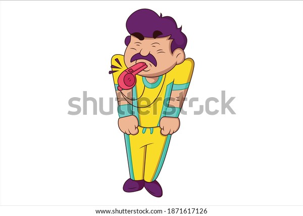 Vector Cartoon Illustration Physical Education Teacher Stock Vector ...