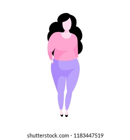 Vector Cartoon Illustration Plus Size Woman Stock Vector (Royalty Free ...