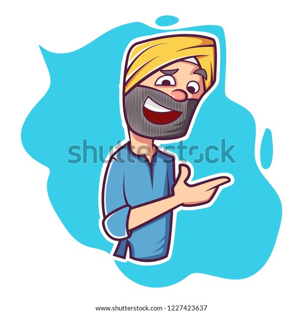 Vector Cartoon Illustration Punjabi Man Face Stock Vector (Royalty Free ...