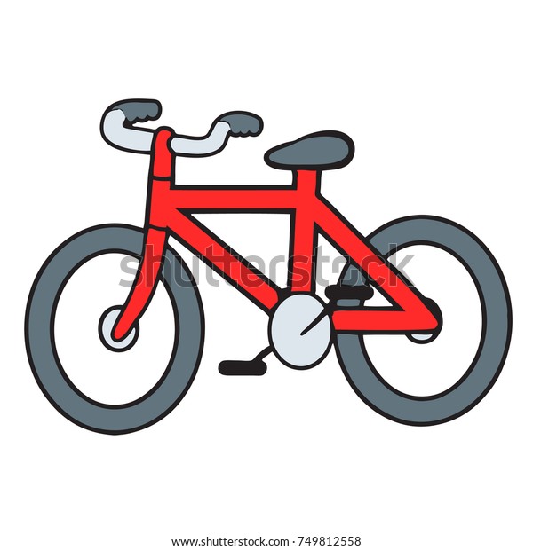 Vector Cartoon Illustration Red Bicycle: เวกเตอร์สต็อก (ปลอดค่า ...