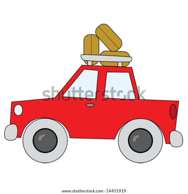 Vector Cartoon Illustration Red Car Packed Stock Vector (Royalty Free ...