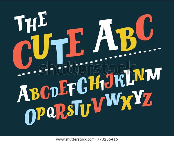 Vector Cartoon Illustration Retro Slanted Alphabet Stock Vector ...