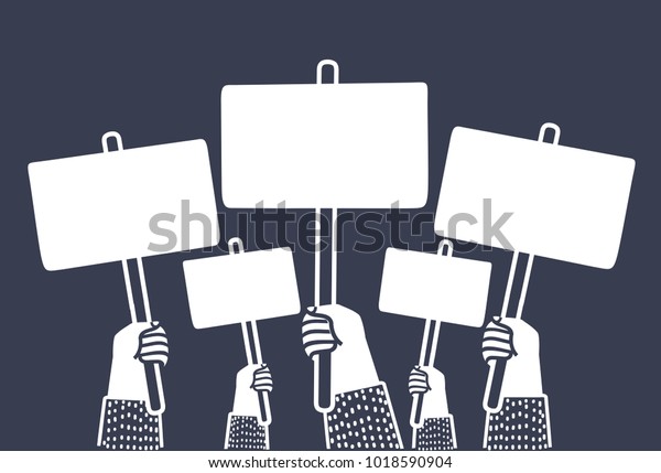 Vector Cartoon Illustration Riot Demonstration Crowd Stock Vector ...