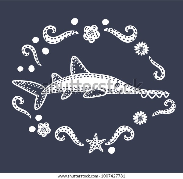 Vector Cartoon Illustration Cartoon Sawfish On Stock Vector (Royalty ...