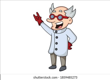 Vector Cartoon Illustration Scientist Pointing Fingers Stock Vector ...