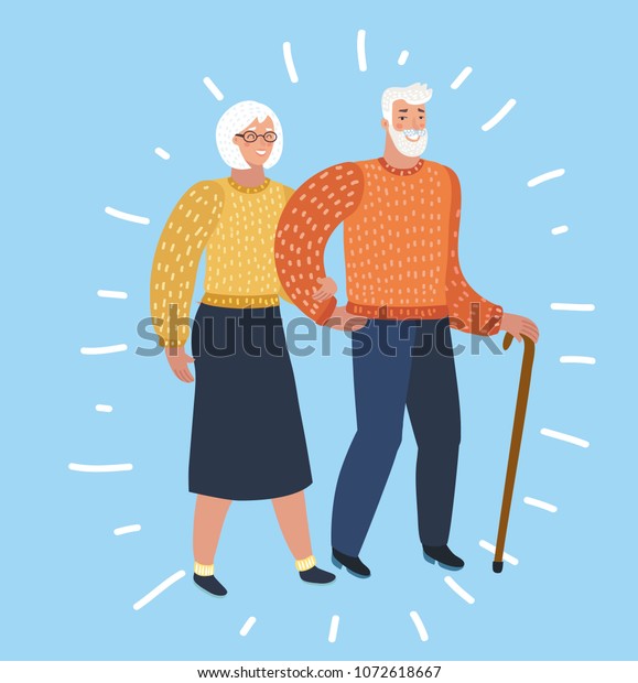 Vector Cartoon Illustration Senior Couple Laughing Stock Vector ...