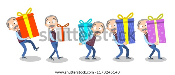 Vector Cartoon Illustration Senior Elder Male Stock Vector (Royalty ...