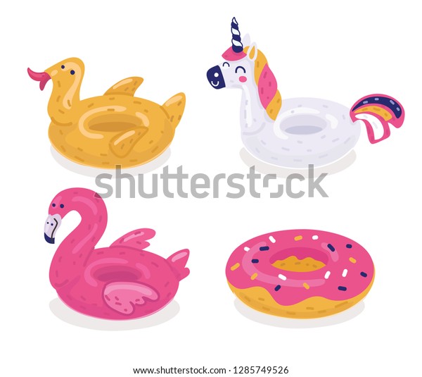 Vector Cartoon Illustration Set Colorful Inflatable Stock Vector ...