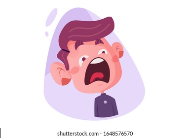 Vector Cartoon Illustration Shocked Boy Isolated Stock Vector (Royalty ...