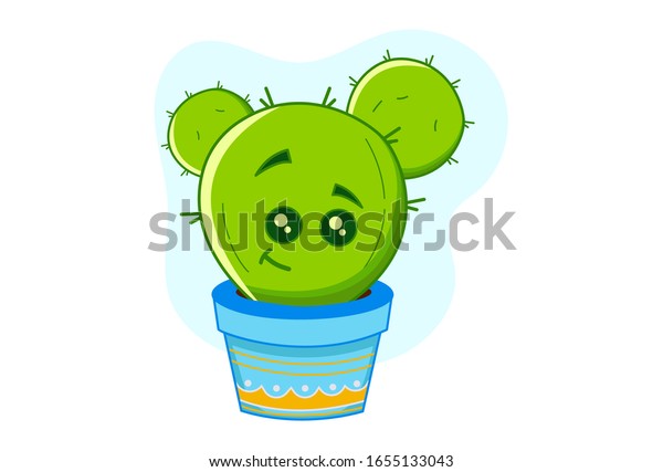 Vector Cartoon Illustration Small Plant Cactus Stock Vector (Royalty ...