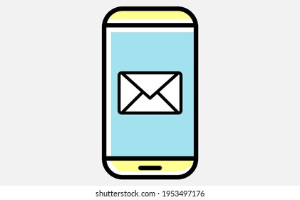 Vector Cartoon Illustration Smartphone Email Sms Stock Vector (Royalty ...