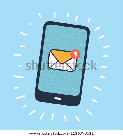 Vector Cartoon Illustration Smartphone Email Sms Stock Vector (Royalty ...