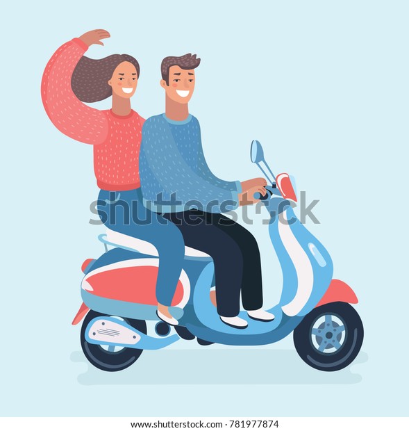 Vector Cartoon Illustration Sweet Couple Riding Stock Vector (Royalty ...