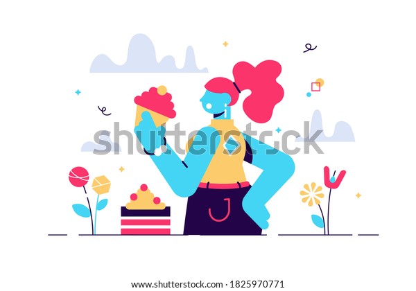 Vector Cartoon Illustration Sweet Tooth Lady Stock Vector (Royalty Free ...