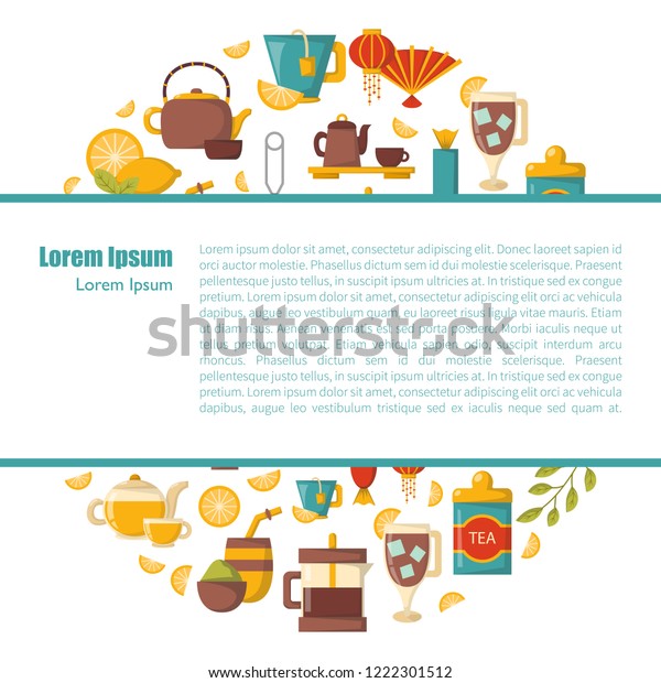 Vector Cartoon Illustration Tea Ceremony Background Stock Vector ...