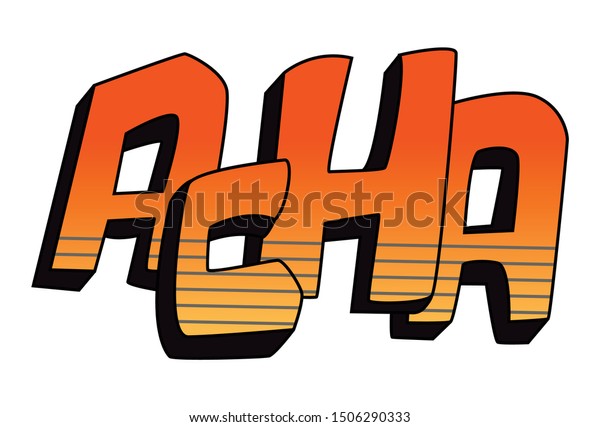 Vector Cartoon Illustration Text Sticker Acha Stock Vector (Royalty ...