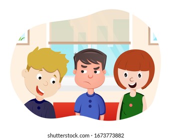 Vector Cartoon Illustration Three Kids Isolated Stock Vector (Royalty ...
