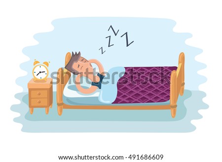 Vector Cartoon Illustration Tired Man Sleeping Stock Vector (Royalty ...