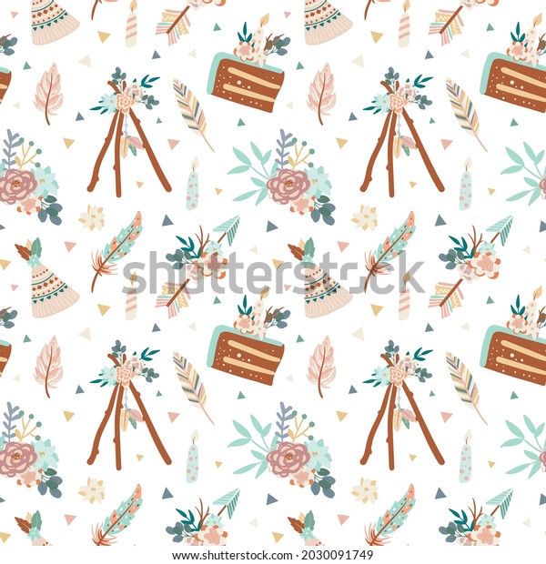 Vector Cartoon Illustration Trendy Boho Style Stock Vector (Royalty ...