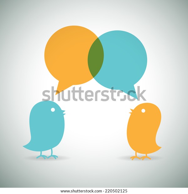 Vector Cartoon Illustration Two Birds Chatting Stock Vector (Royalty ...